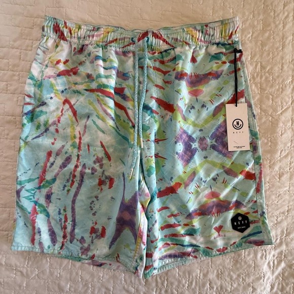 Swim | Neff Shorts Mens Swim Trunks Retro Pastel Tie Dye Aop Rare ...